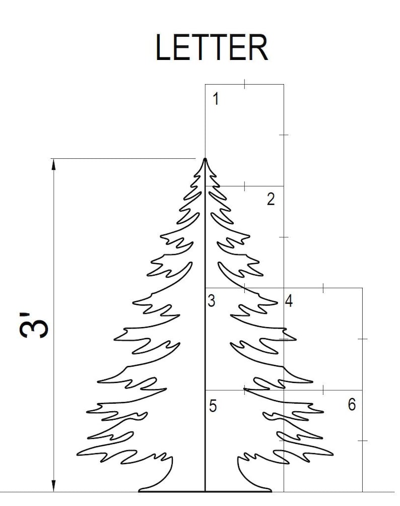 3ft Christmas Tree Template, 91cm Christmas Silhouette Decor Template ...