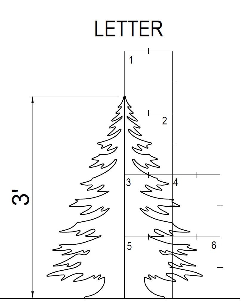 3ft Christmas Tree Template, 91cm Christmas Silhouette Decor Template ...