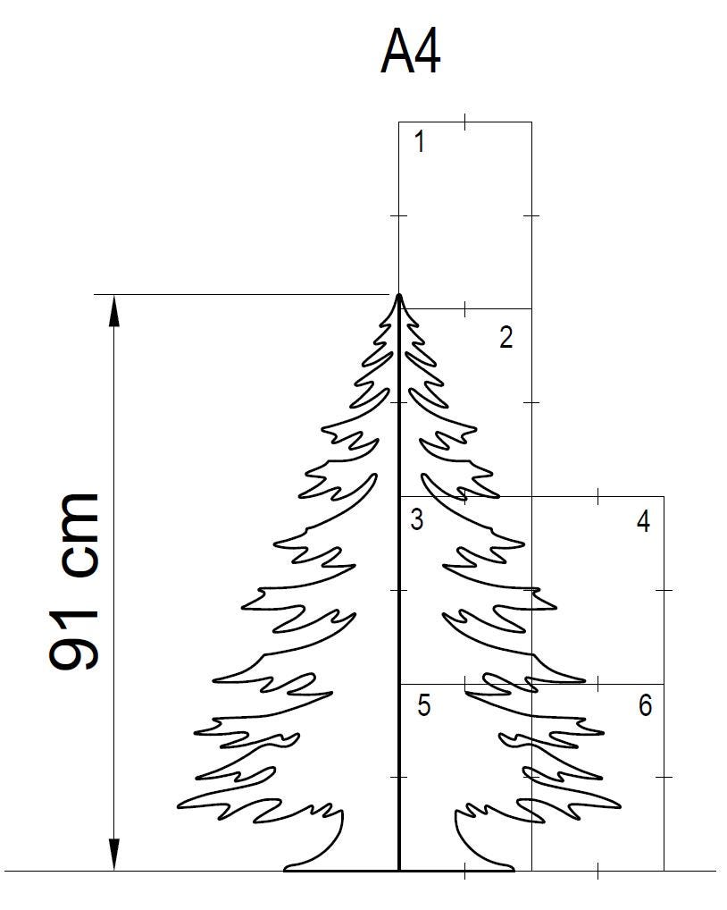 3ft Christmas Tree Template, 91cm Christmas Silhouette Decor Template ...
