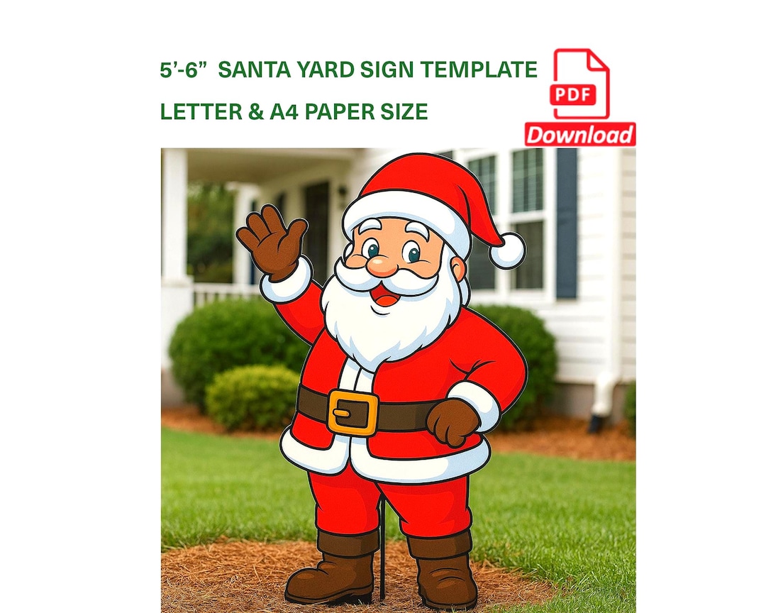 Santa Claus Yard Sign Template | DIY Christmas Decor (PDF Download) - Etsy