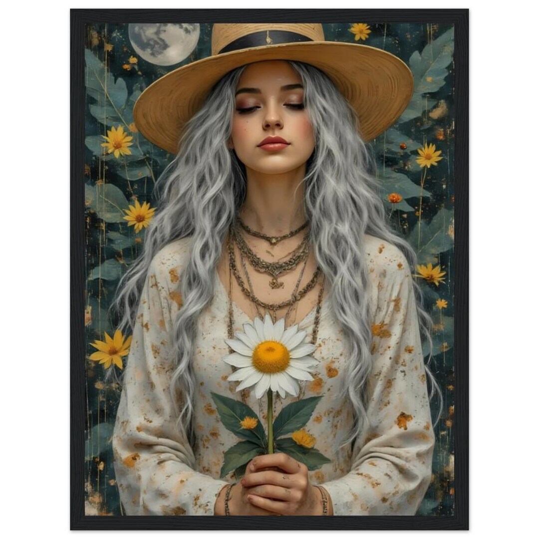 White Witch Canvas Frame, Art Wall Print, Nature Magic Art, Mystic ...