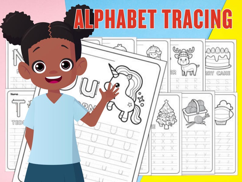 Alphabet Tracing Worksheets for Girls – Digital PDF – Handwriting ...