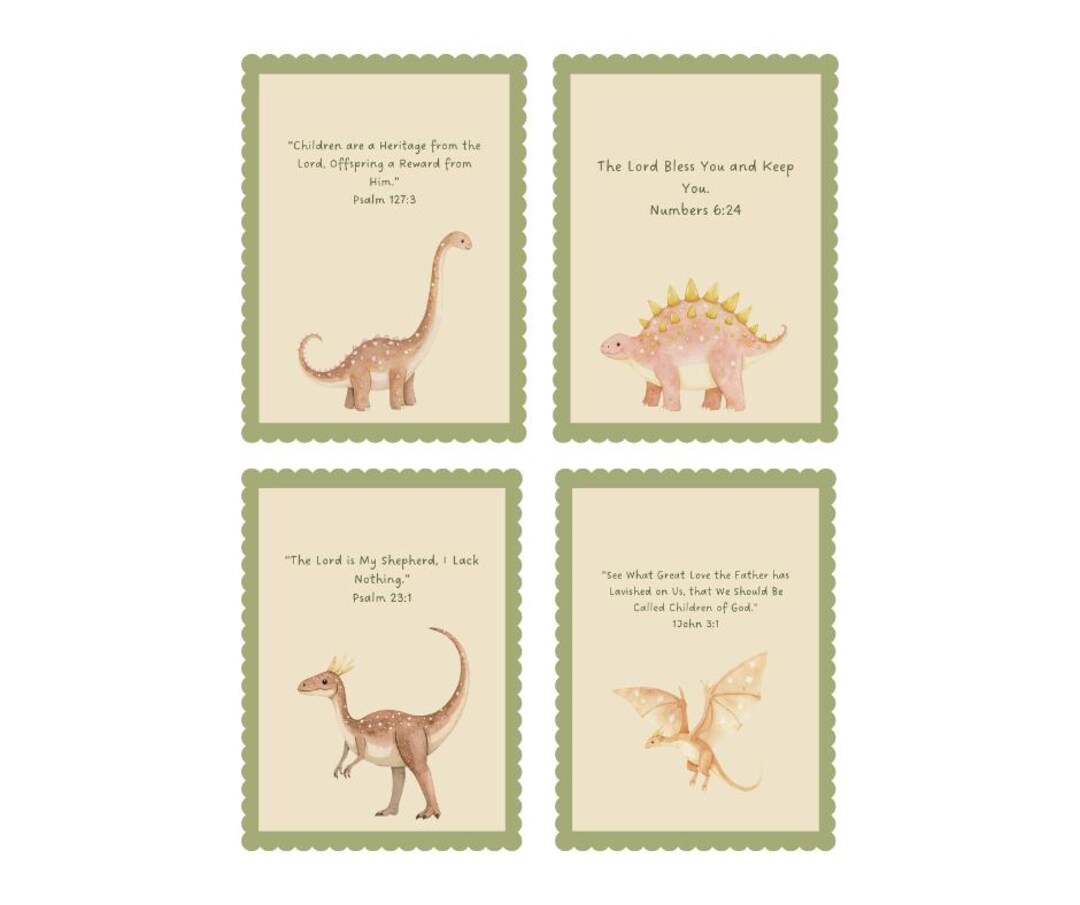Christian Dinosaur Prints: Bible Verse Collage, Faith Baby Room Decor ...