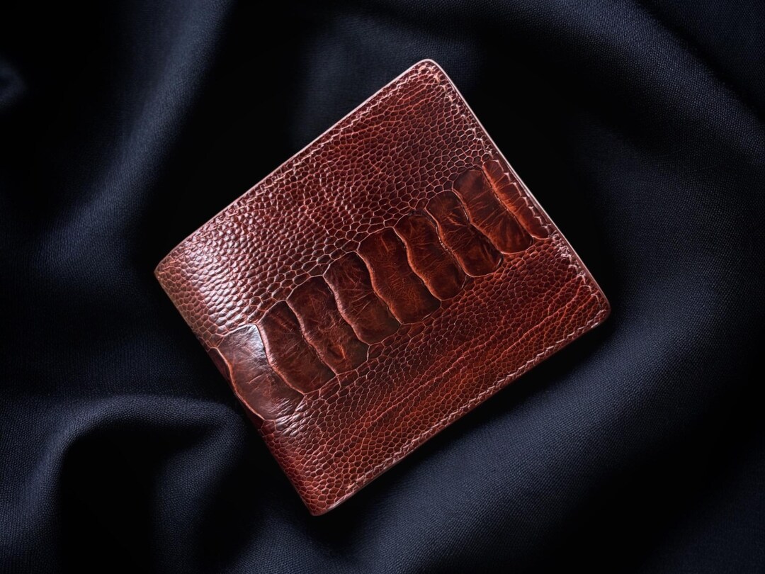 Exotic Ostrich Leg Leather Bifold Wallet, Handmade Men's Luxury Wallet ...