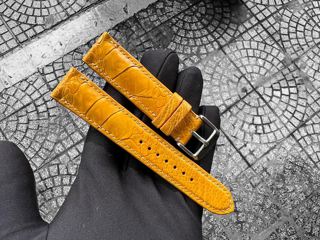 Gold Ostrich Leg Watch Straps, Genuine Leather Watch Straps, Ostrich ...