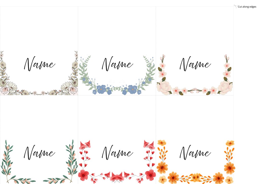 Mother’s Day Mixed Floral Place Cards – Editable Digital Table Cards ...