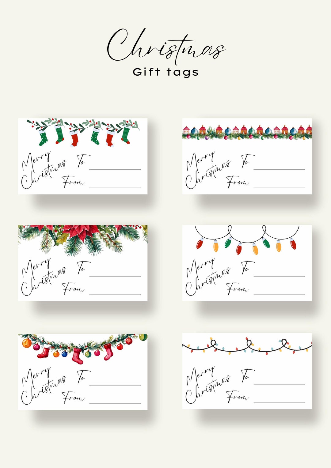Editable Christmas Gift Tags, Present Tags, Christmas Favor Tags With ...