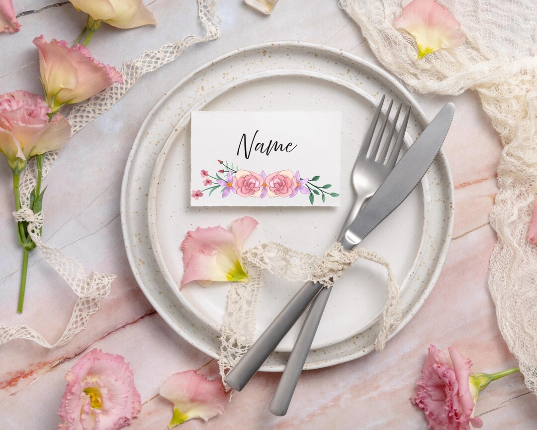Floral Mother's Day Place Cards – Printable Canva Template (instant ...