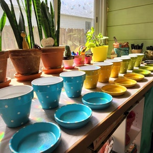 Polka Dot Plant Pots, Turquoise Polka Dot Planter, Turquoise and White ...