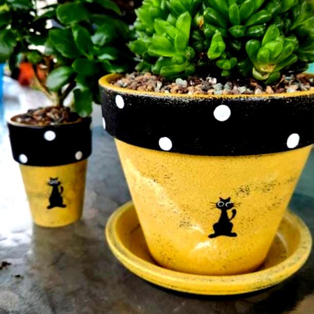 Planter With Cat | Cute Cat Planter | Cat Flower Pot | Cat Lover Gift ...