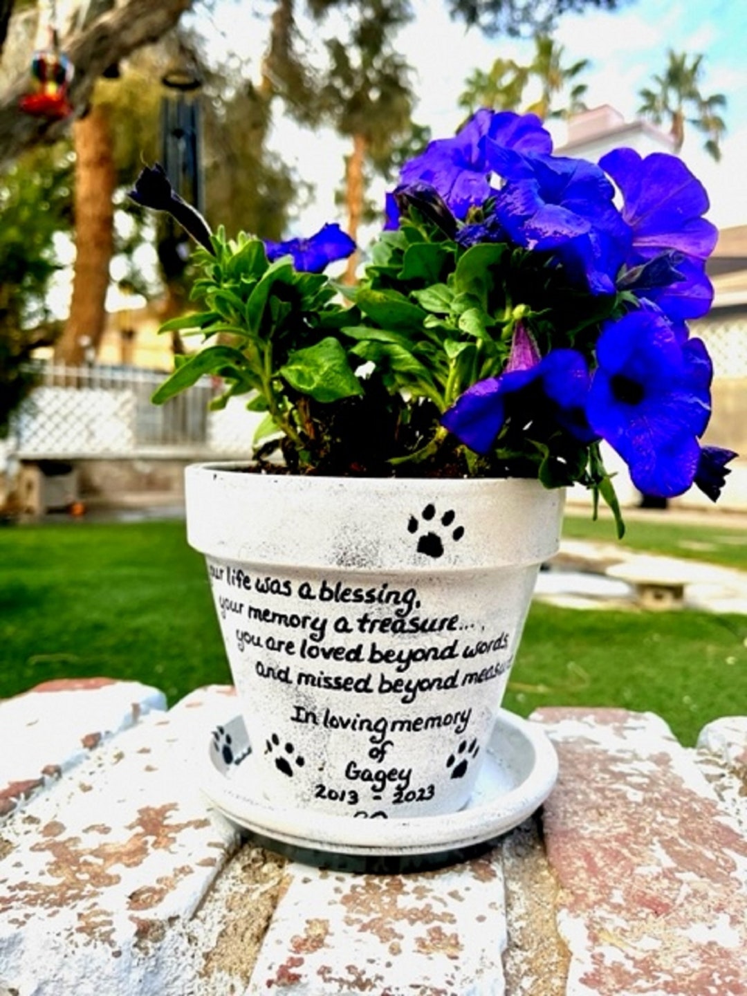 Pet Memorial Planter With Name | Personalized Sympathy Gift for Pet ...