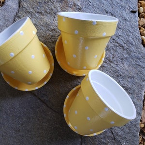 Polka Dot Plant Pots Yellow Polka Dot Planter Yellow and - Etsy