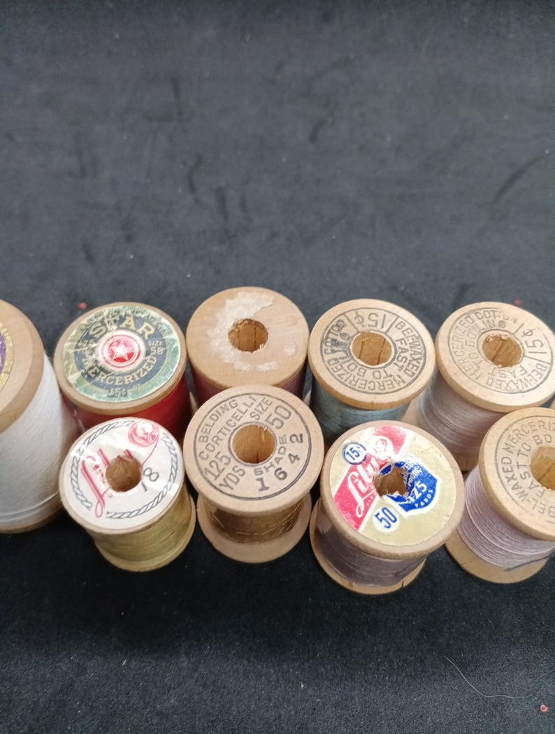 Vintage Wooden Sewing Thread Spools - Etsy