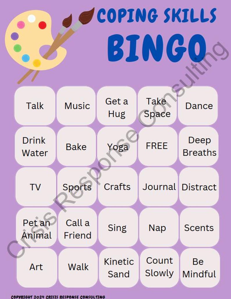 Coping Skills BINGO - Etsy