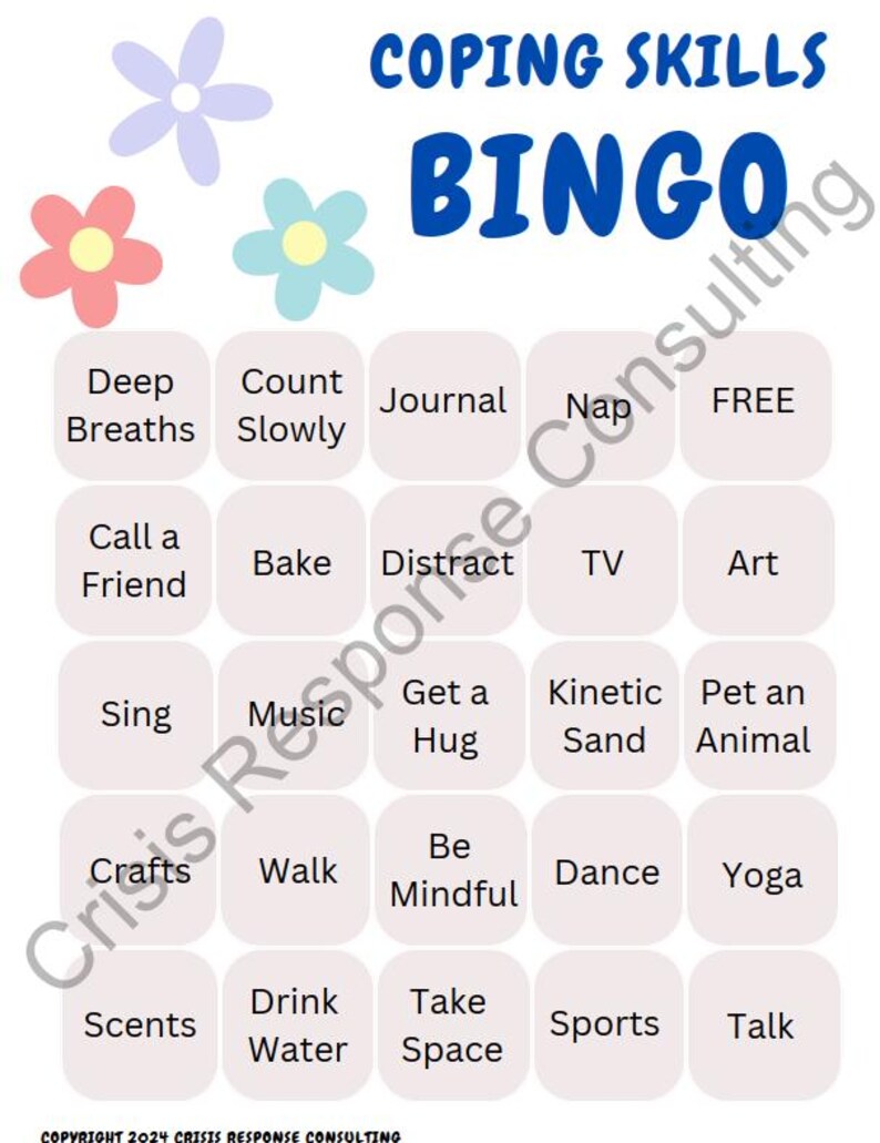 Coping Skills BINGO - Etsy