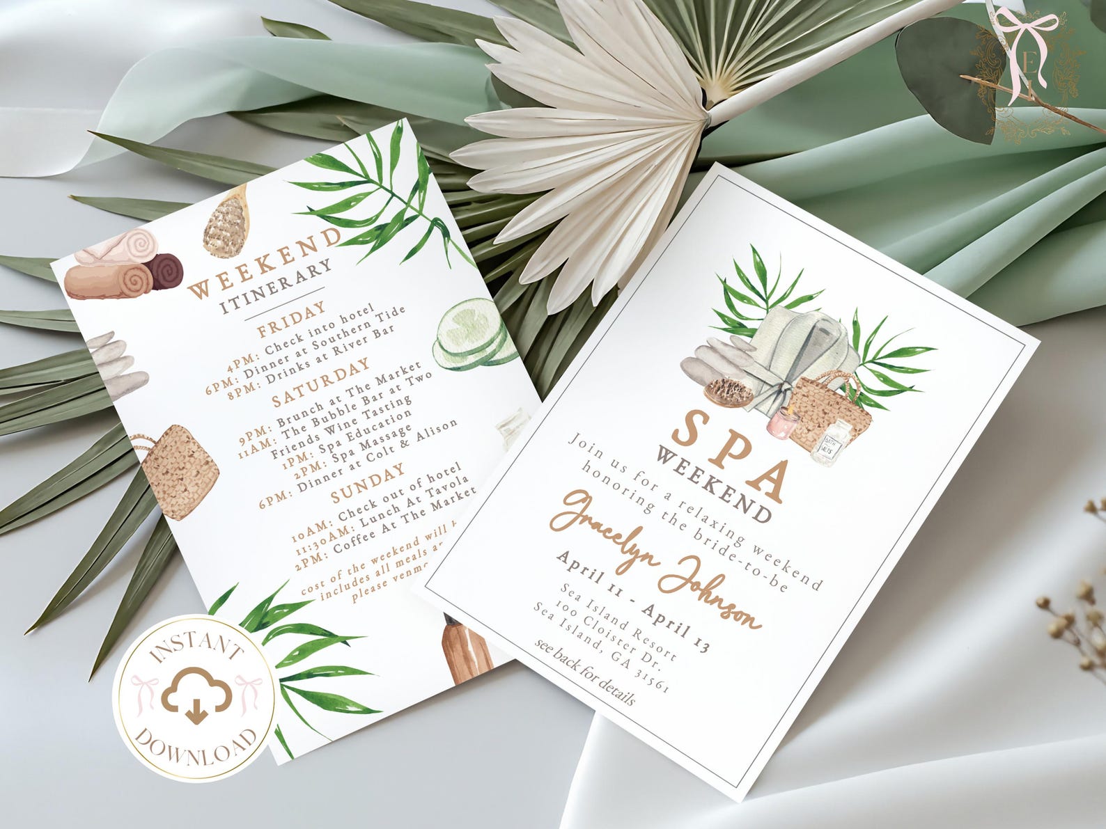 Spa Bachelorette Party Invitation Template, Bachelorette Spa Weekend ...