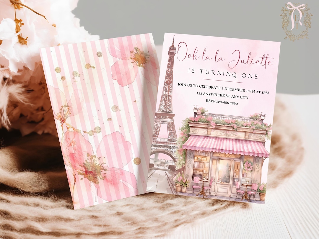 EDITABLE Paris First Birthday Invitation Template, French 1st Birthday ...