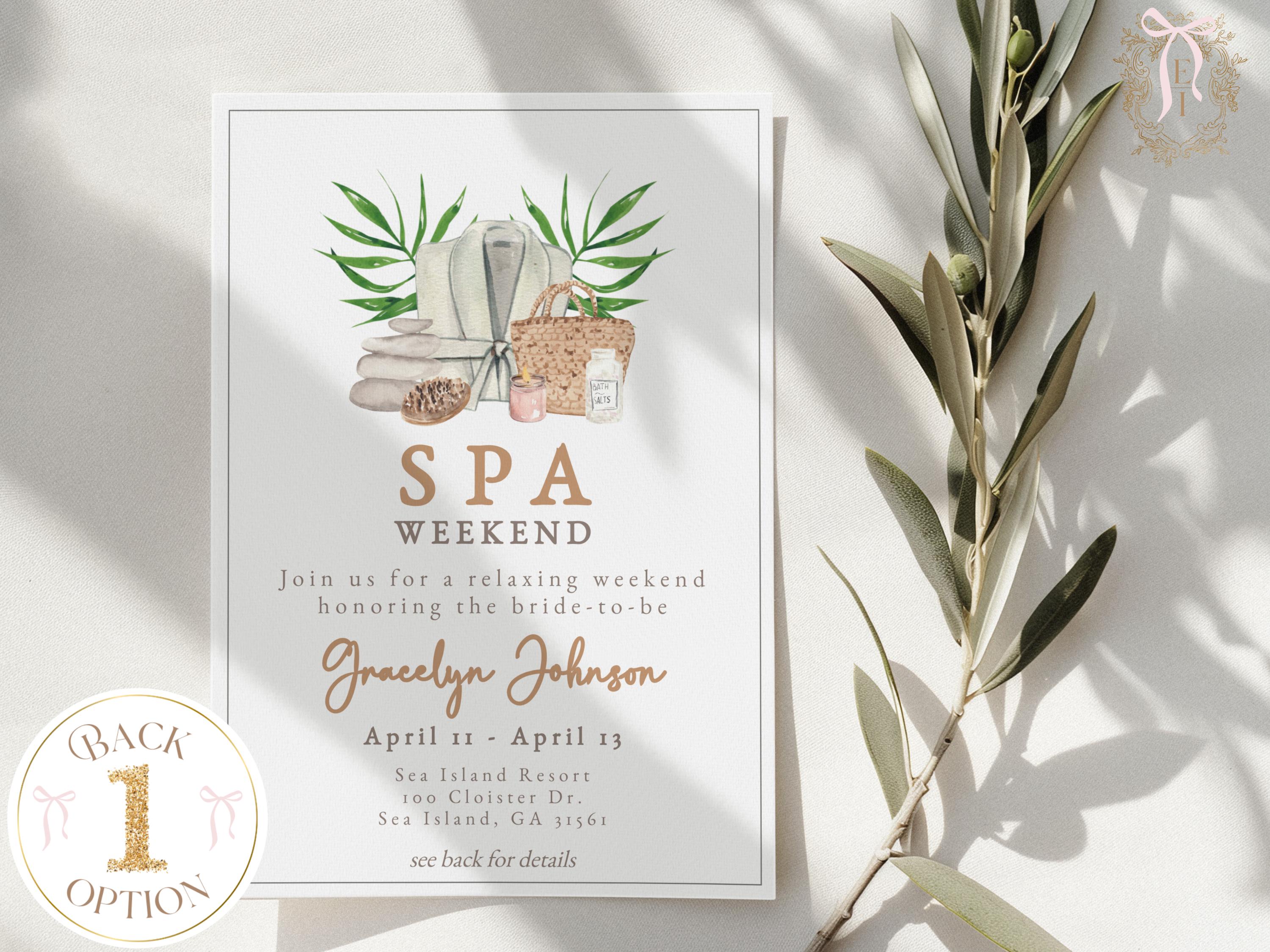 Spa Bachelorette Party Invitation Template, Bachelorette Spa Weekend ...