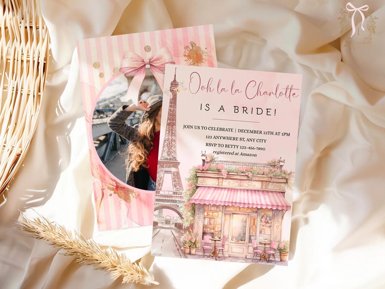 Parisian Cafe Bridal Shower Invitation Template Printable Paris Bridal ...