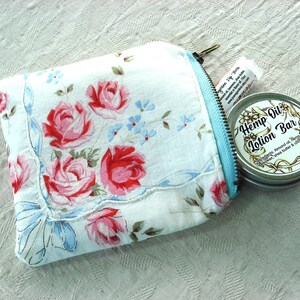 Real Vintage Handkerchief Bags / Small Zippered Cosmetic Bags / Vintage ...