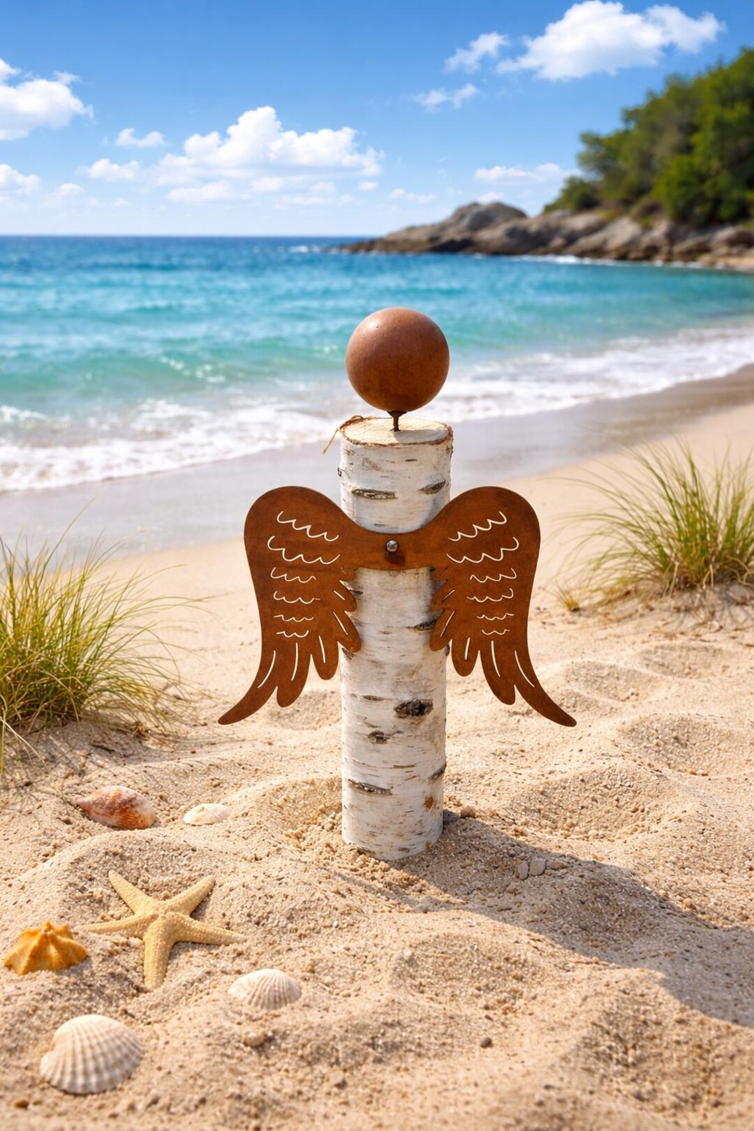 Rustic Metal Angel Wings & Sphere Set, DIY Angel Garden Decor, Memorial ...