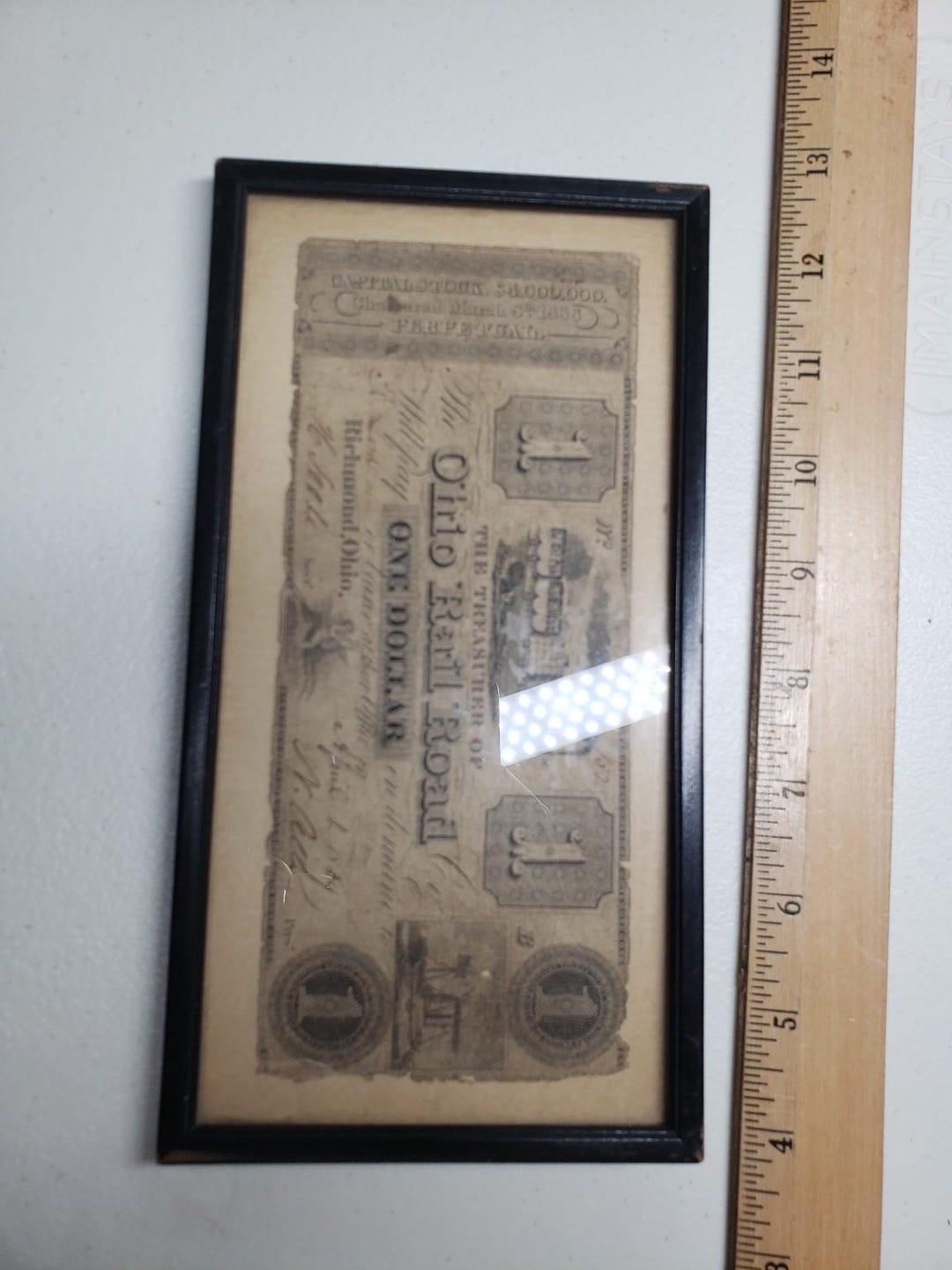 Authentic Mounted in a Vintage Frame 1859 Ohio Railroad 1 Dollar ...