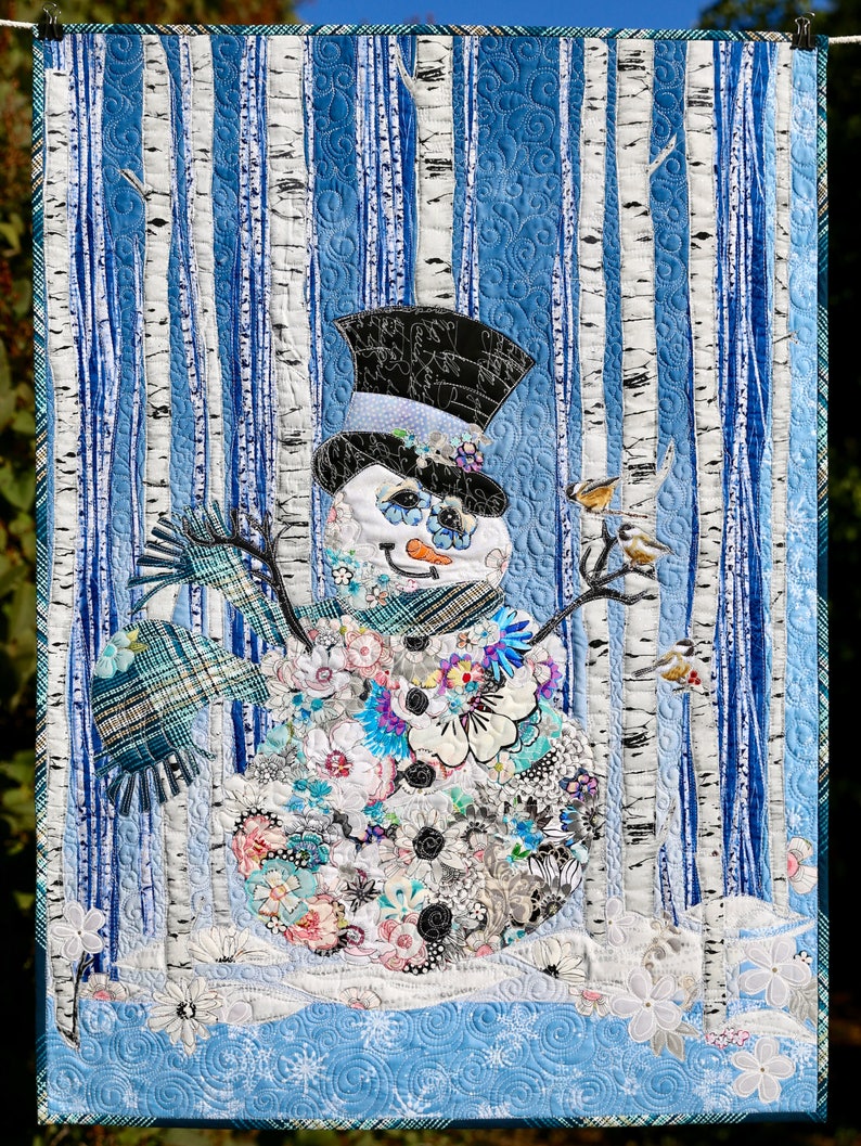 PAPER PATTERN for Collage Sir Frosty Snowman Floral Christmas Woodland ...