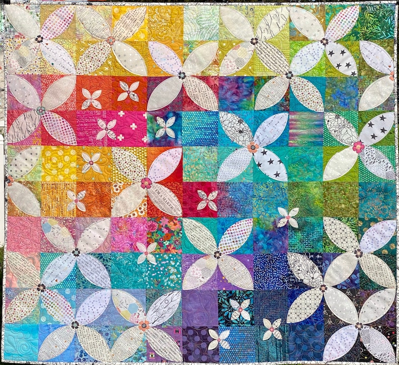 PAPER PATTERN for Rise N' Shine Quilt Scrappy Rainbow Ombre Low Volume ...