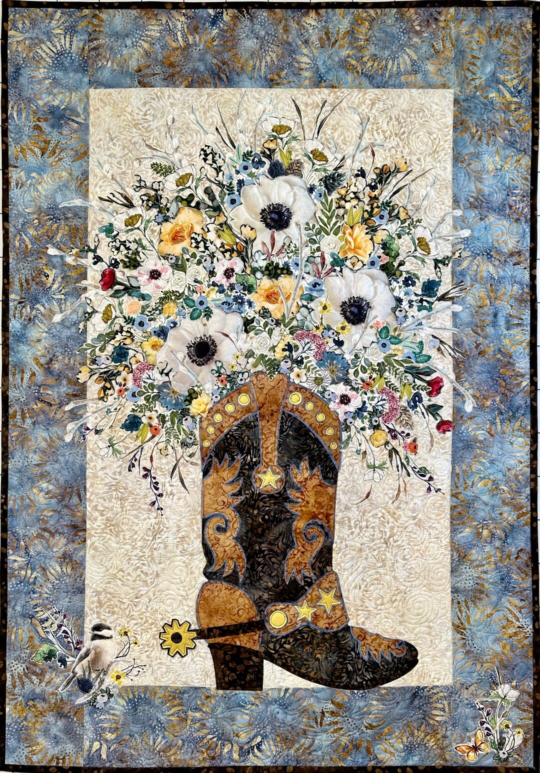 PAPER PATTERN for Collage of Wall Quilt Boot Cut Blooms Sunflower ...