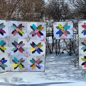 PDF Download PATTERN Crazy Eights Quilt Flower Scrappy Fabrics Black ...