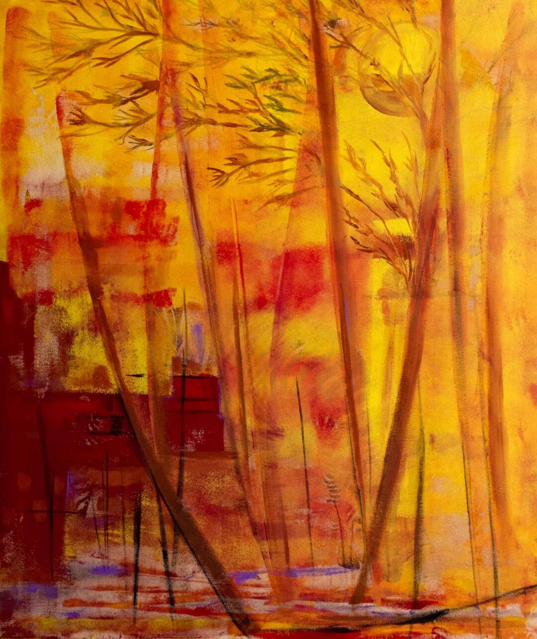 Red Forest Original Painting on 30" X 40" Canvas by Debra Goley - Etsy