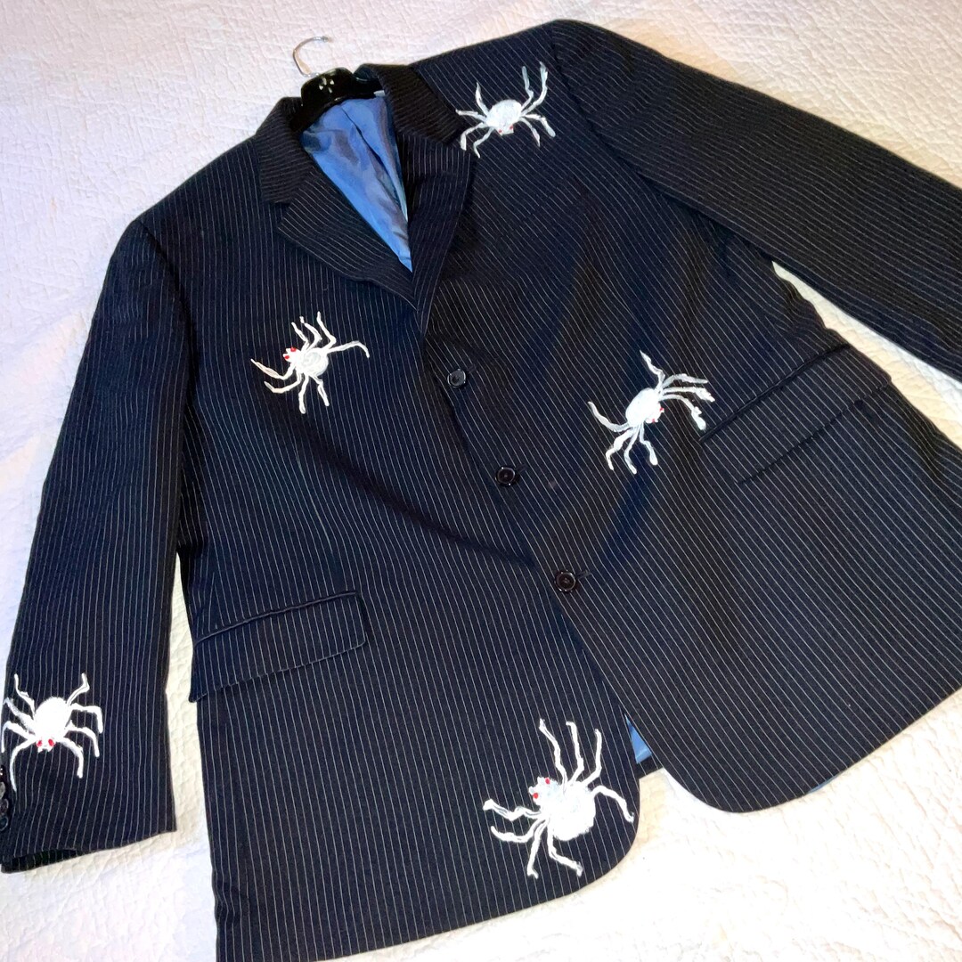 Spiders Mens Jacket Unique Halloween Costume Mens Size Large Navy White ...