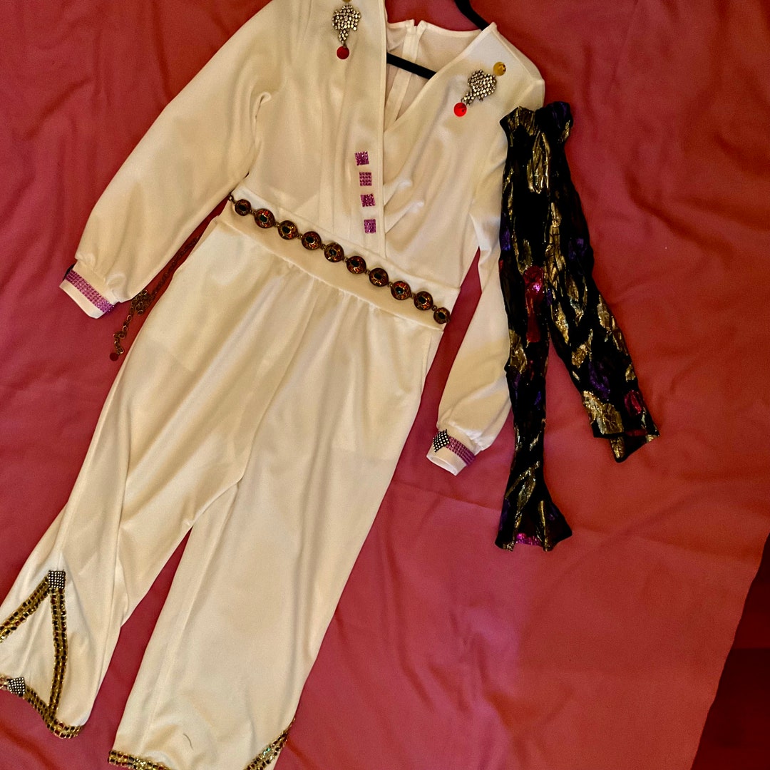 Halloween Costume Elvis Jump Suit White Stretch Circus Clown Carnival ...