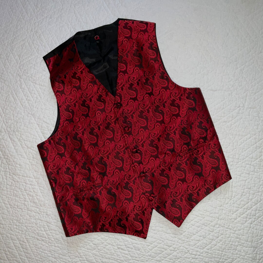 Steampunk Sherlock Western Gambler Vest Black Red Brocade Men's M Ready ...