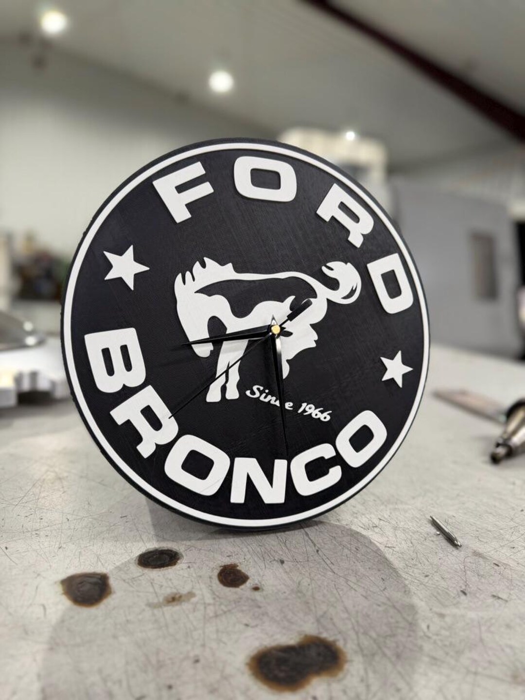 Ford Bronco Wall Clock | Black & White Garage Decor, Gift for Him - Etsy