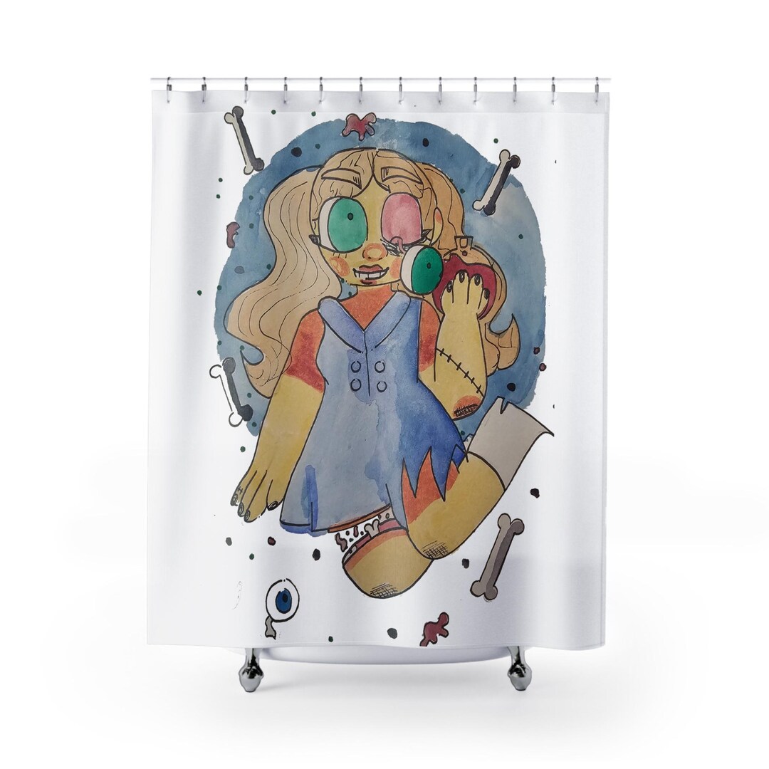 Zombie Girl Polyester Shower Curtain: Spooky Bathroom Decor - Etsy
