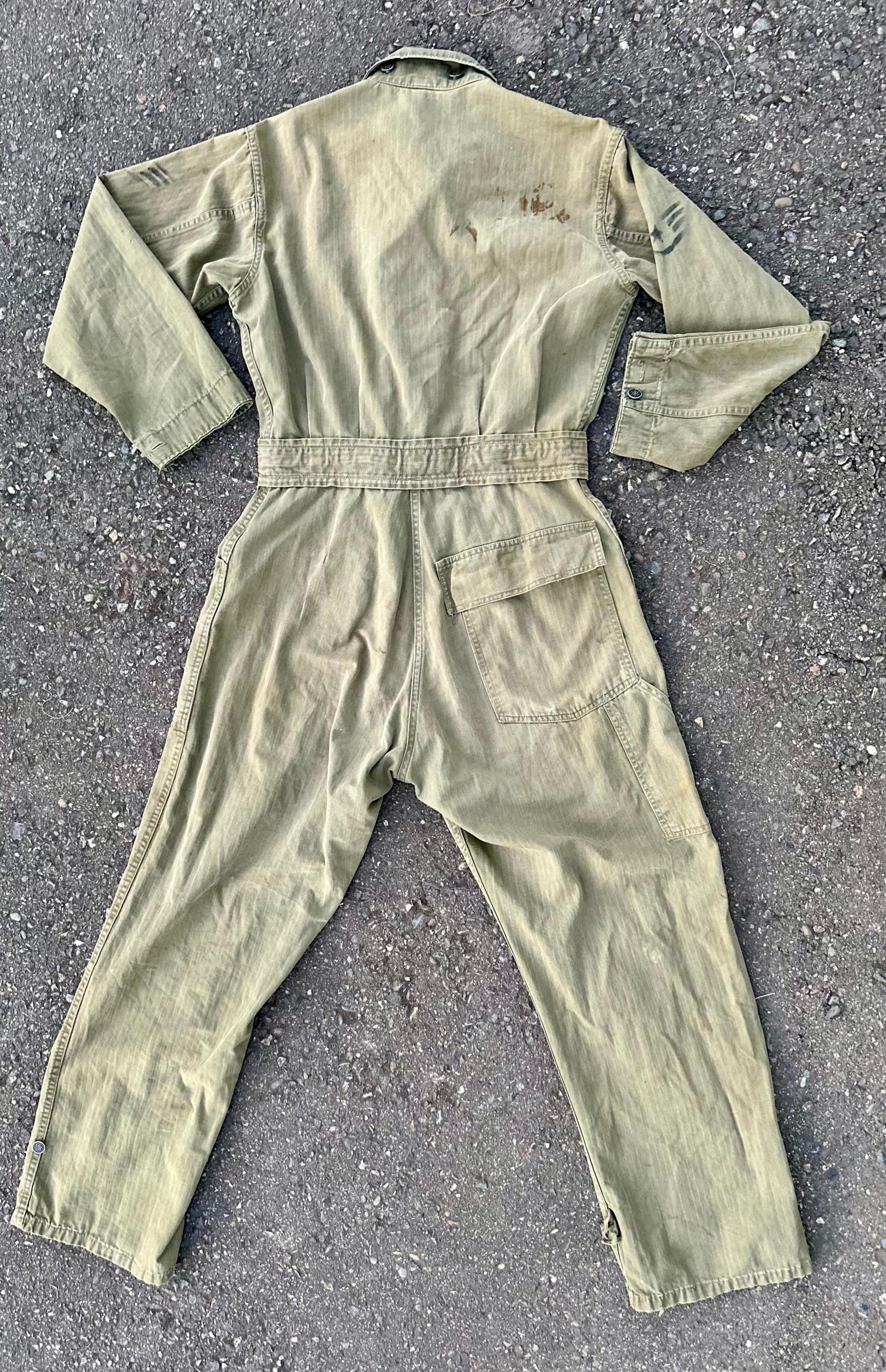 1940's WWII HBT 13 Star Olive Drab Belted Coveralls Vintage USMC 40s ...