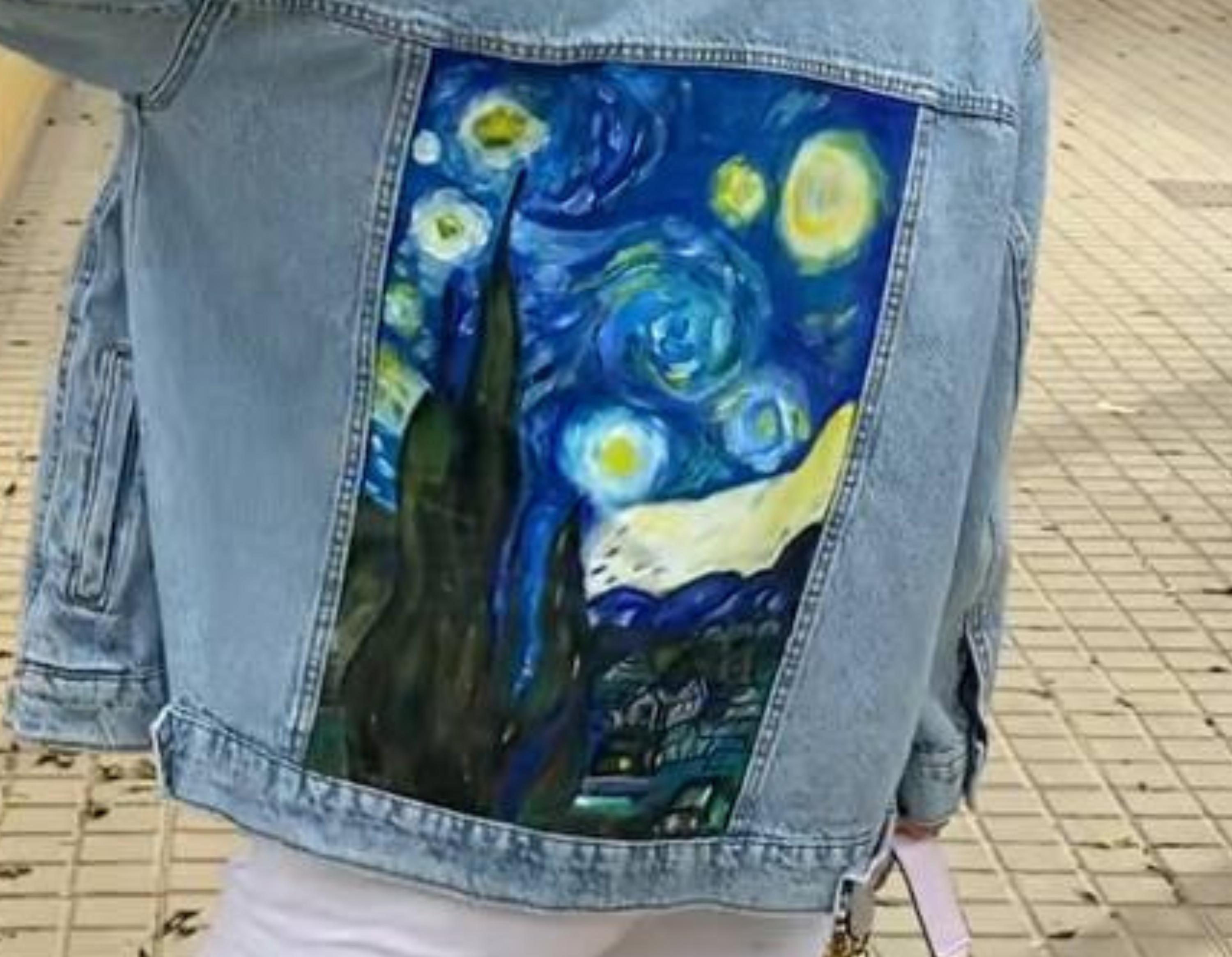 Hand-painted Denim Jacket – Van Gogh Starry Night Art, Oversized - Etsy