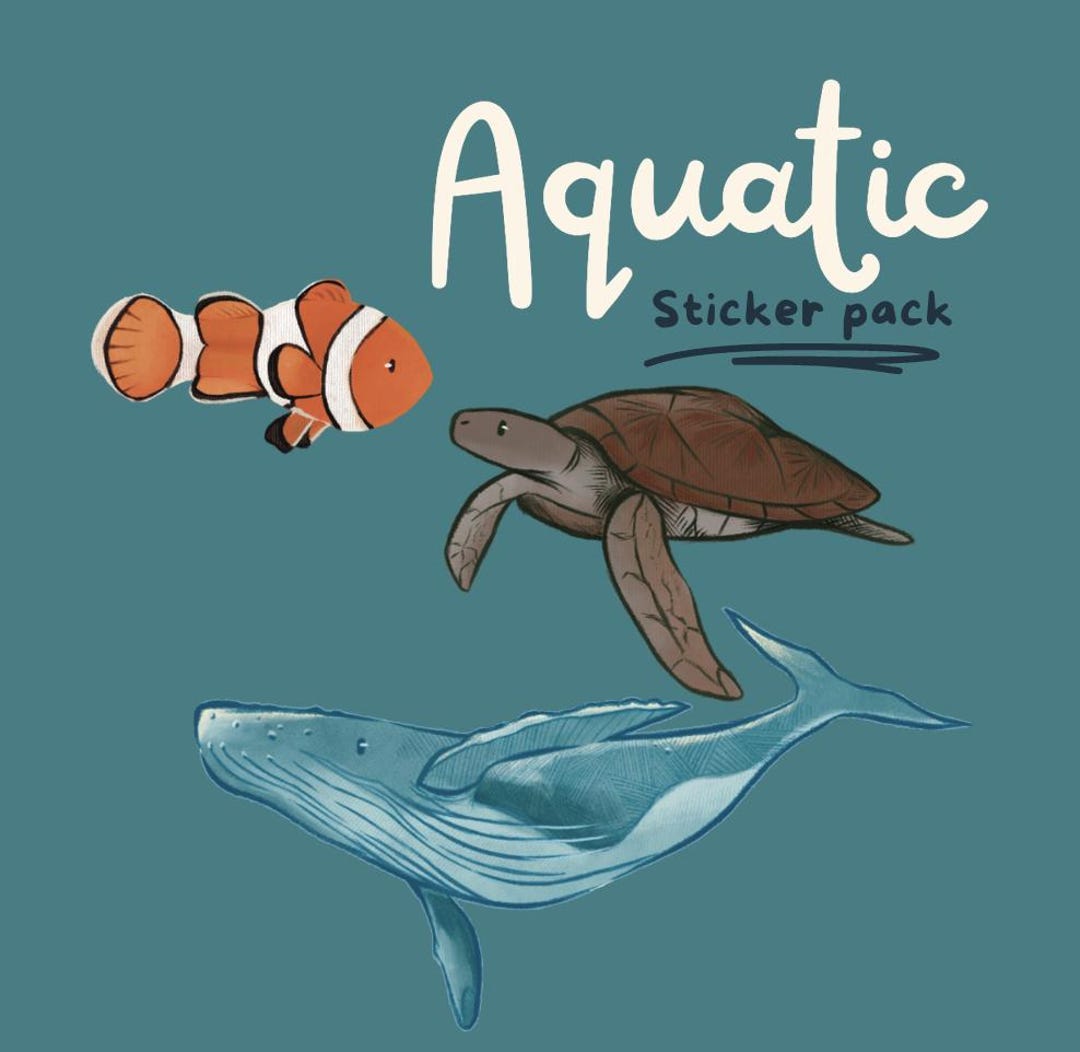 Aquatic Pack | Clownfish, Humpback Whale, Sea Turtle | Vinyl, Matte ...