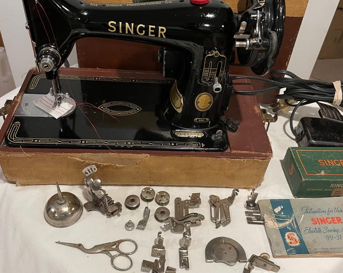 Vintage 1956 Singer 99K Sewing Machine – Portable Electric W/ Case ...