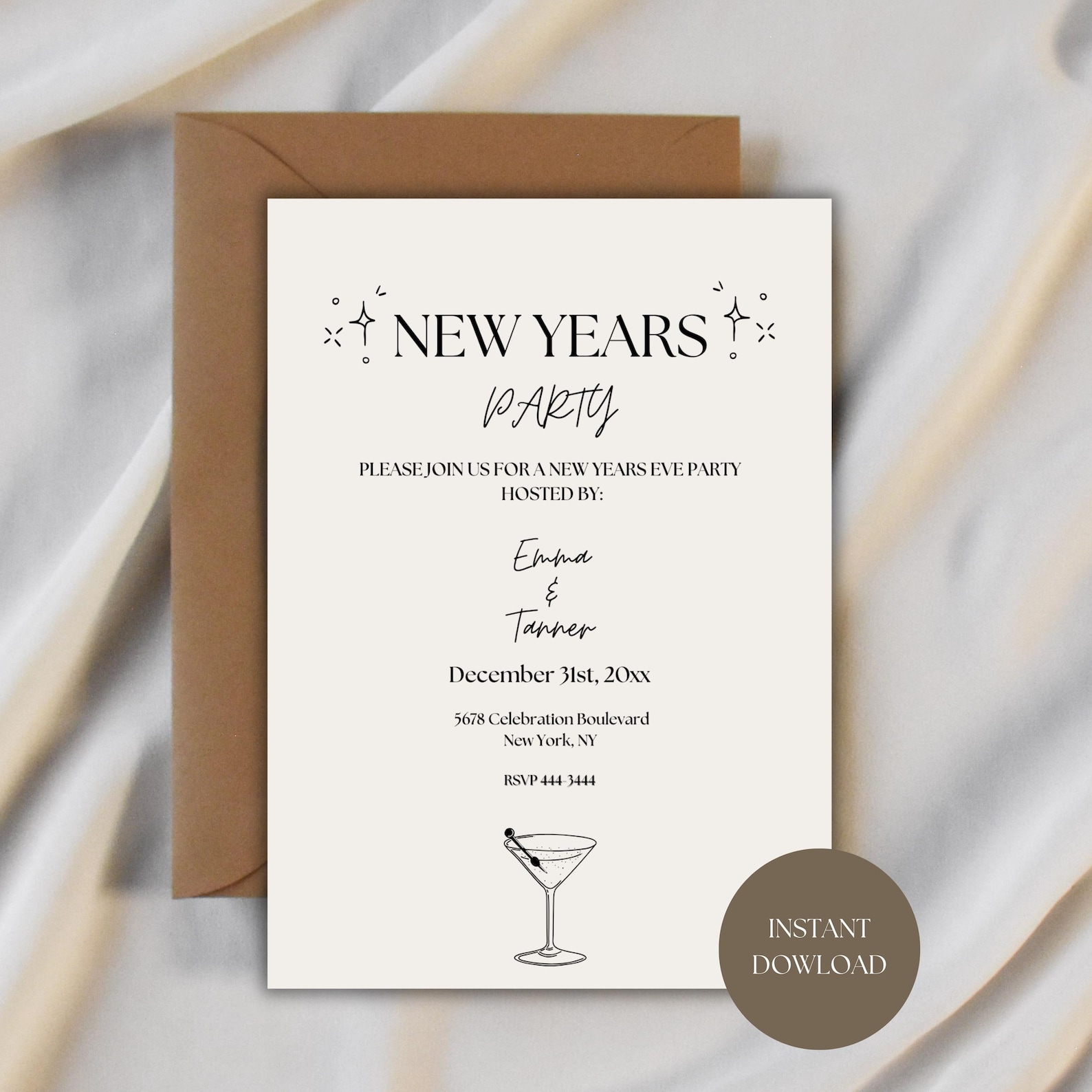 Editable New Years Eve Party Invitation, New Years Invite Template, New ...