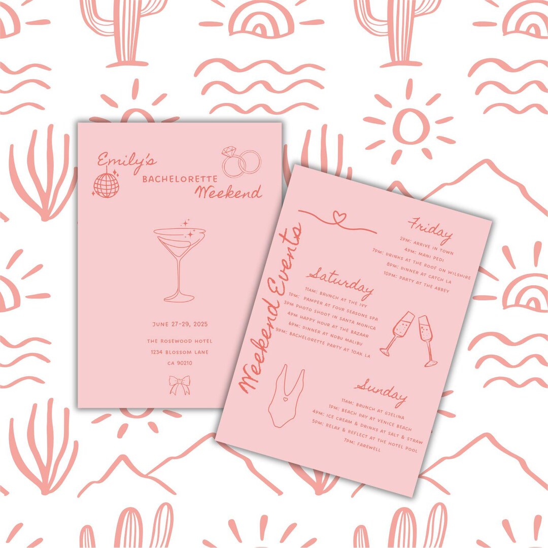 Editable Bachelorette Weekend Invitation, Editable Canva Template ...