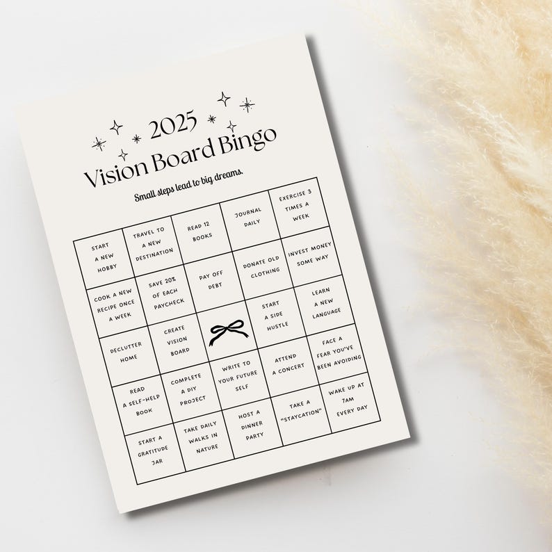 2025 Bingo Card, New Year Bingo, Vision Board Bingo Template, 2025 ...