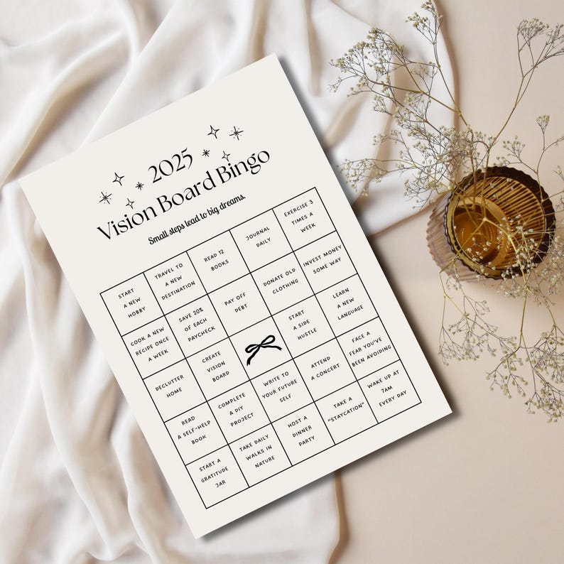 2025 Bingo Card, New Year Bingo, Vision Board Bingo Template, 2025 ...