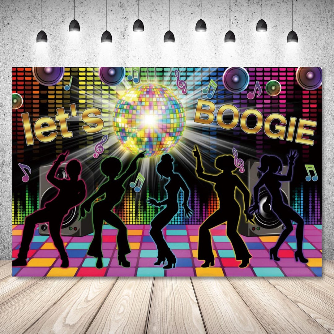 Time to Boogie 80's 90's Disco Music Glow Party Backdrop for ...