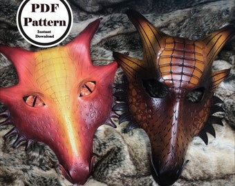 Dragon Mask Pattern PDF Pattern for Leatherwork - Etsy