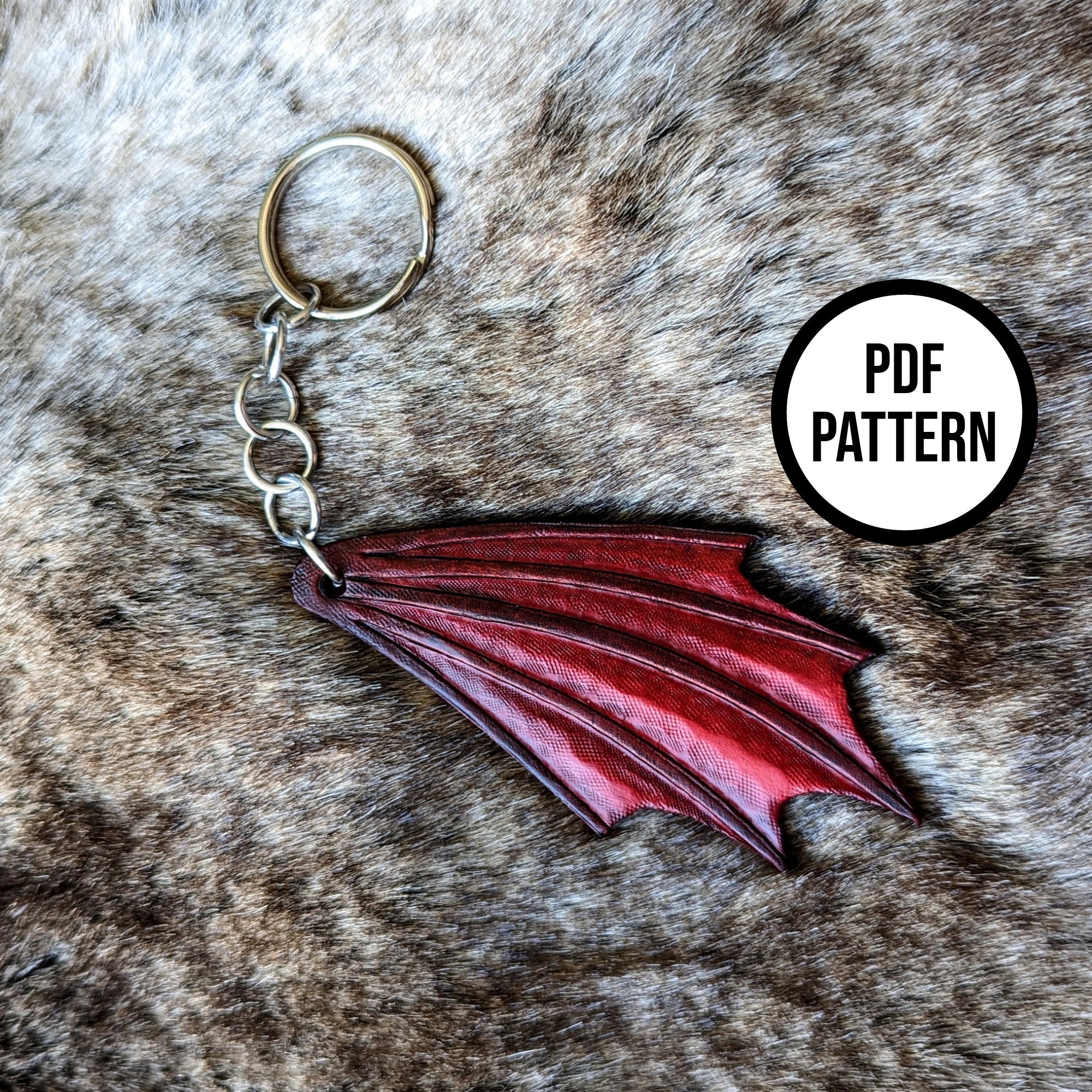 Dragon Wing Leather Keychain PDF Pattern - Etsy