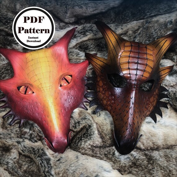 Dragon Mask Pattern PDF Pattern for Leatherwork - Etsy