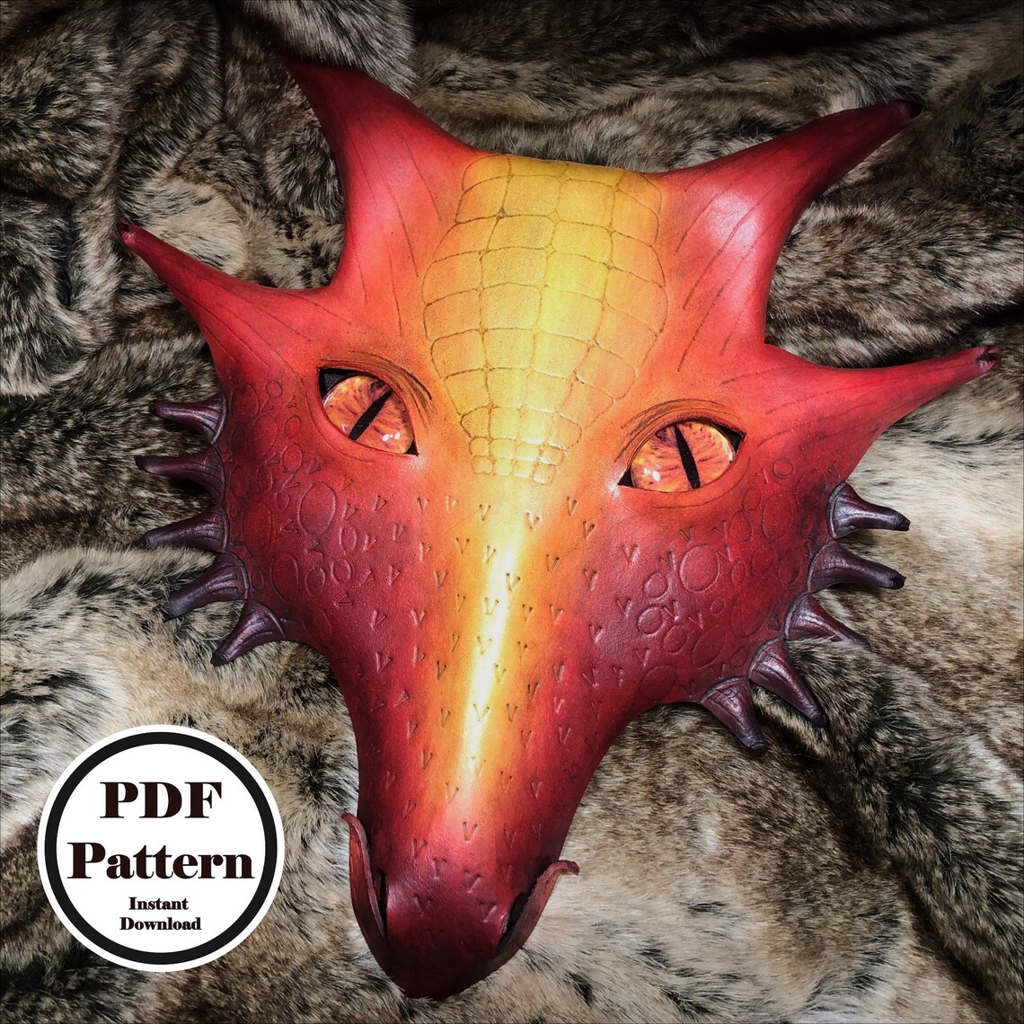 Dragon Mask Pattern PDF Pattern for Leatherwork - Etsy Canada