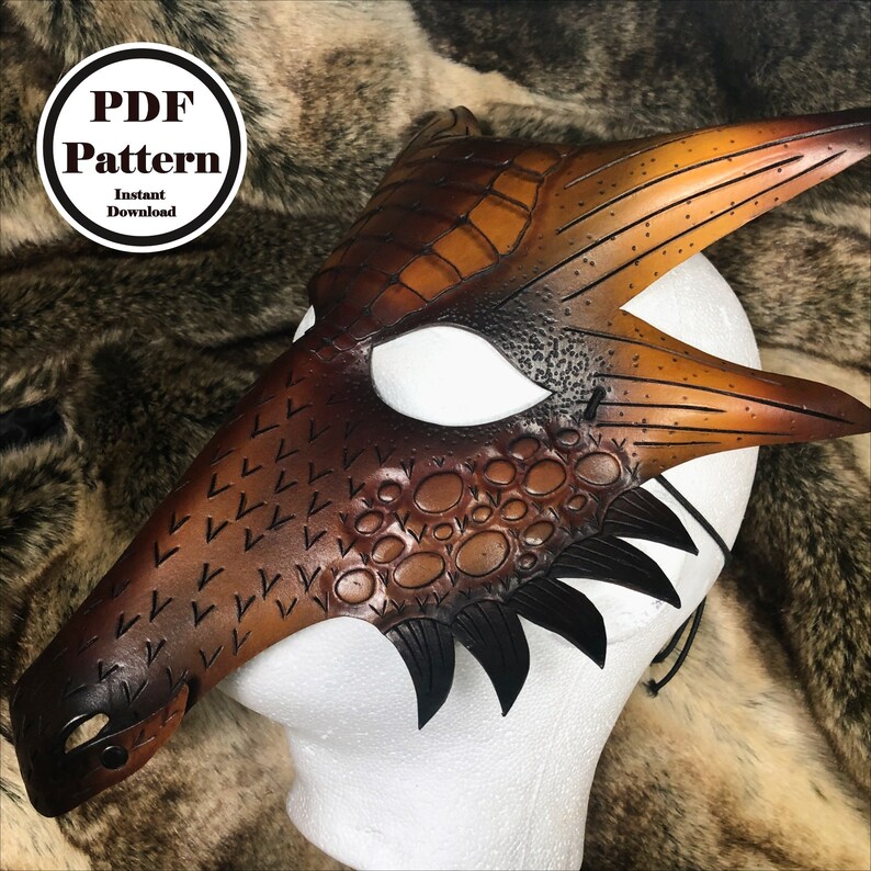 Dragon Mask Pattern PDF Pattern for Leatherwork - Etsy Canada